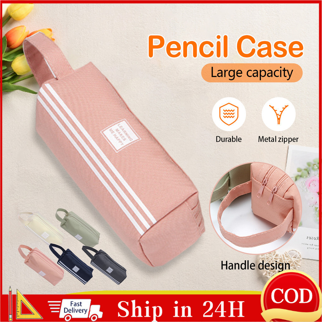 Large Capacity Canvas Pencil Case,double pull-out pencil Bag, Pen Pouch ...