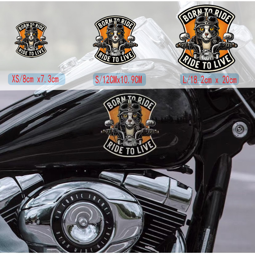 Motorcycle Sticker Cartoon animal car stickers Cat riding sticker ...