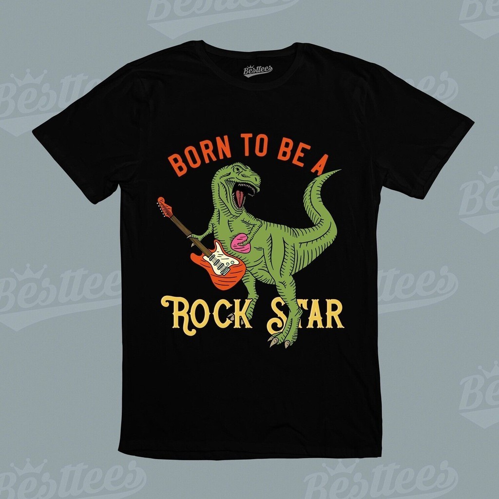 Mens/Men/Mens Born To Be A Rockstar Dinosaur T-Rex T-Shirt | Shopee ...
