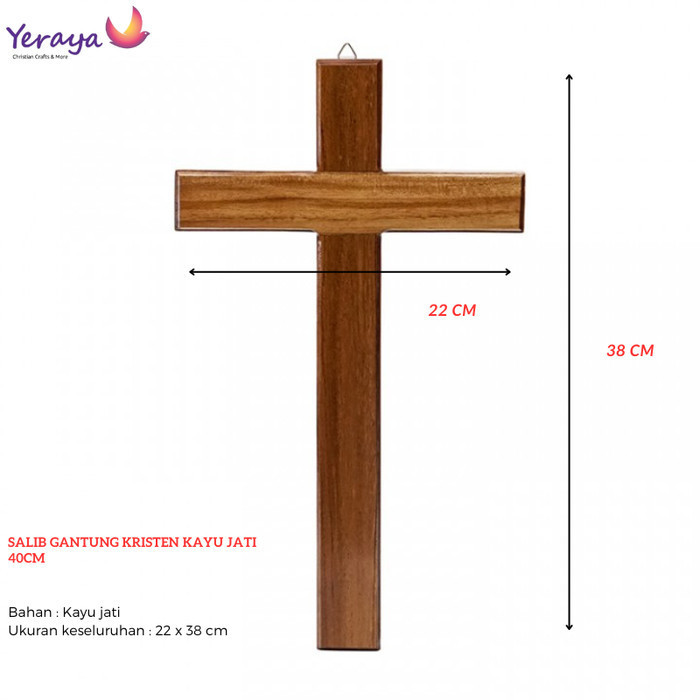 Best Teak Wood Christian Hanging Cross 40cm-Wall Cross-Wall Display ...