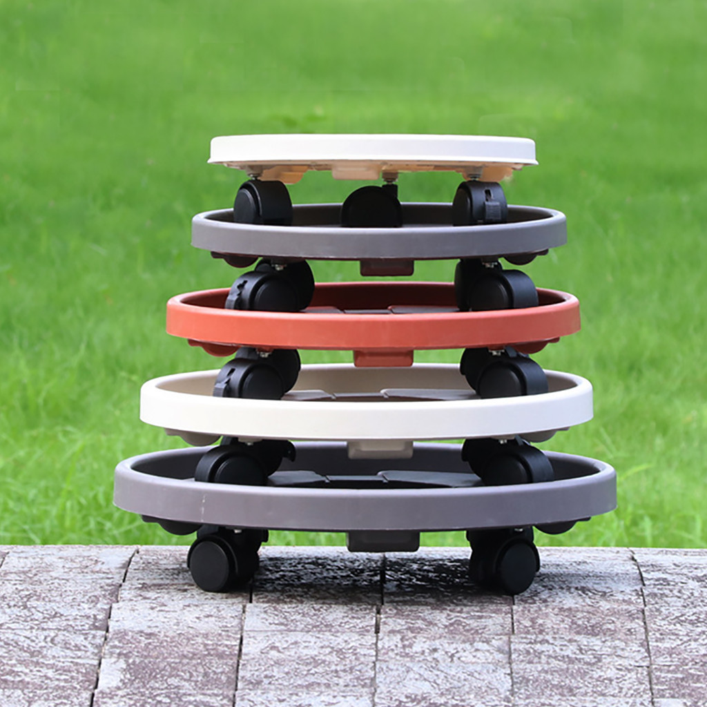 Caster Wheels Pallet Flower Pot Holder Thickened Mobile Tray Round ...