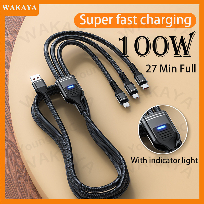 3In1 Super Fast Charging Cable 100w 6A Braided Macaroon Data Cable30 ...