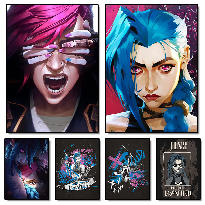 Arcane Season 2 Frameless Canvas Poster - Jinx VI Graffiti Art, Caitlyn ...