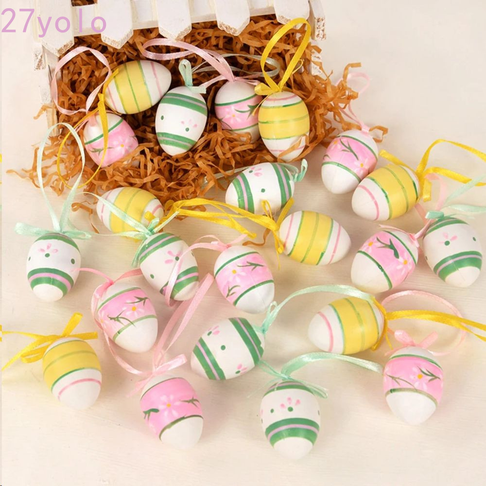 YOLO 12pcs Colorful Easter Eggs, Artificial Decorations Easter ...