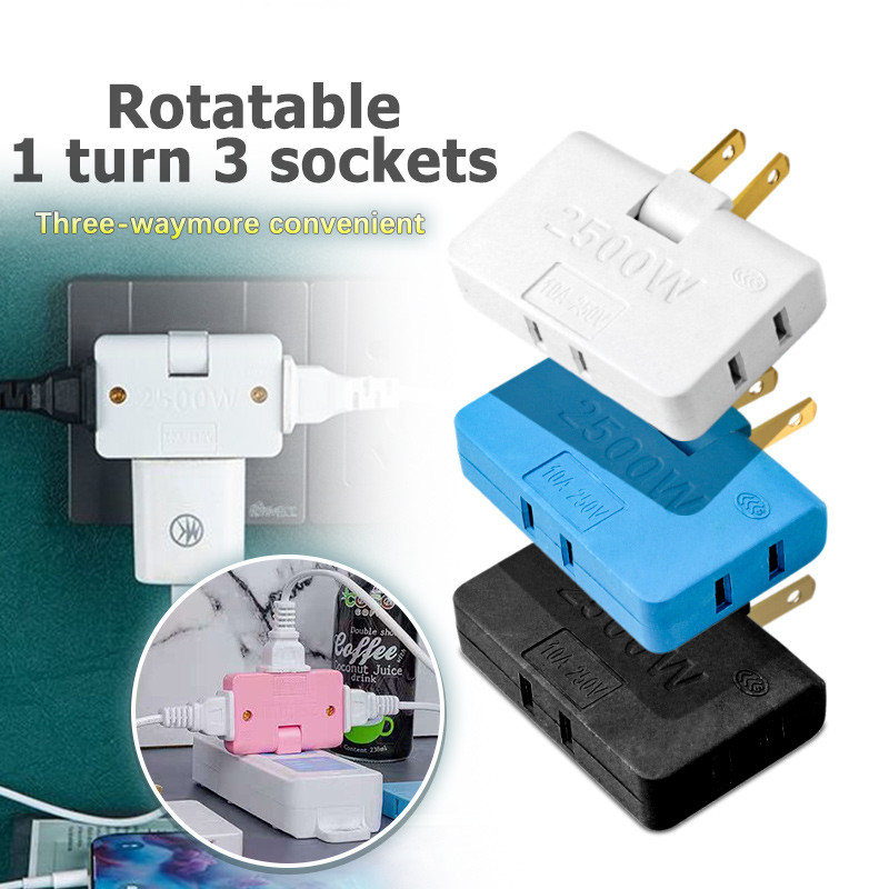 Rotatable Socket Converter 3 In 1 Extension Multi Plug Adapter 180 ...