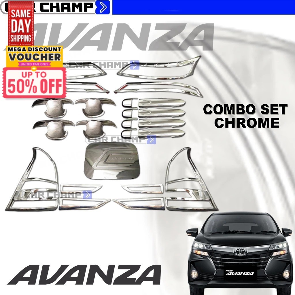 Toyota Avanza 2019 to 2021 Combo Set Garnish Cover CHROME ( Car ...