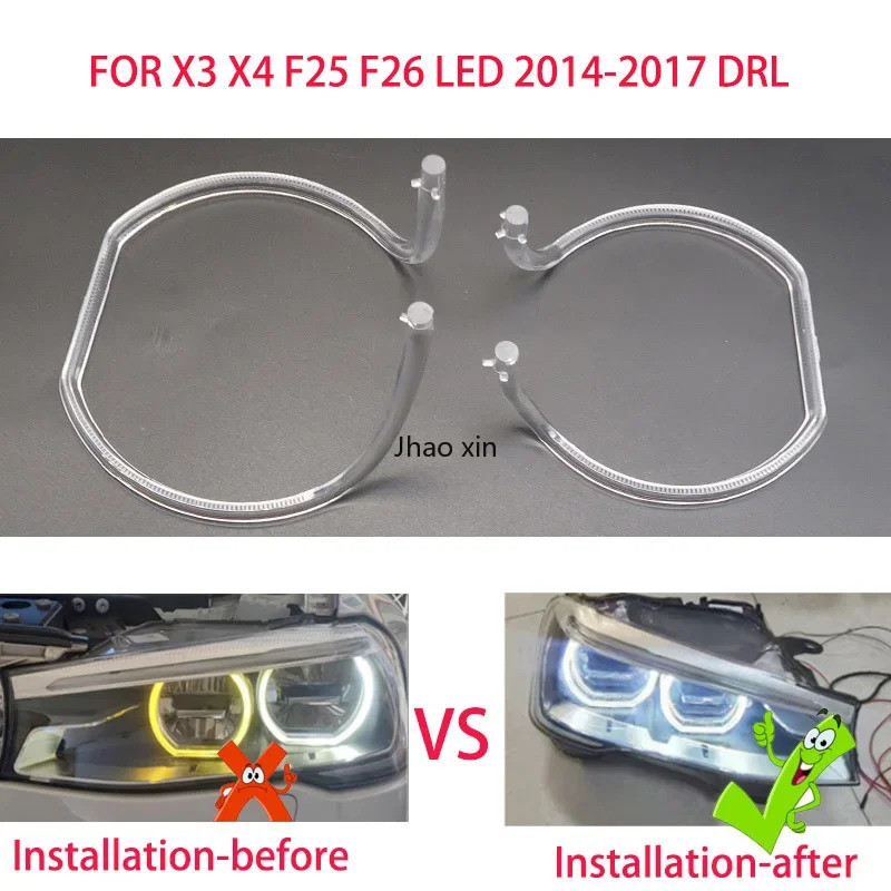 BMW X3 X4 F25 F26 LED 2014-2017 Angel Eye Car Headlight DRL Light Guide ...