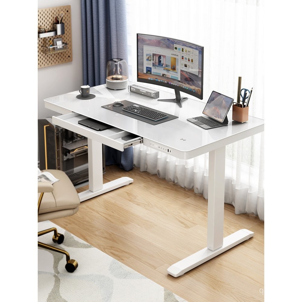 Koble Glass Electric Height Adjustable Desk Home Use Lifting Computer ...