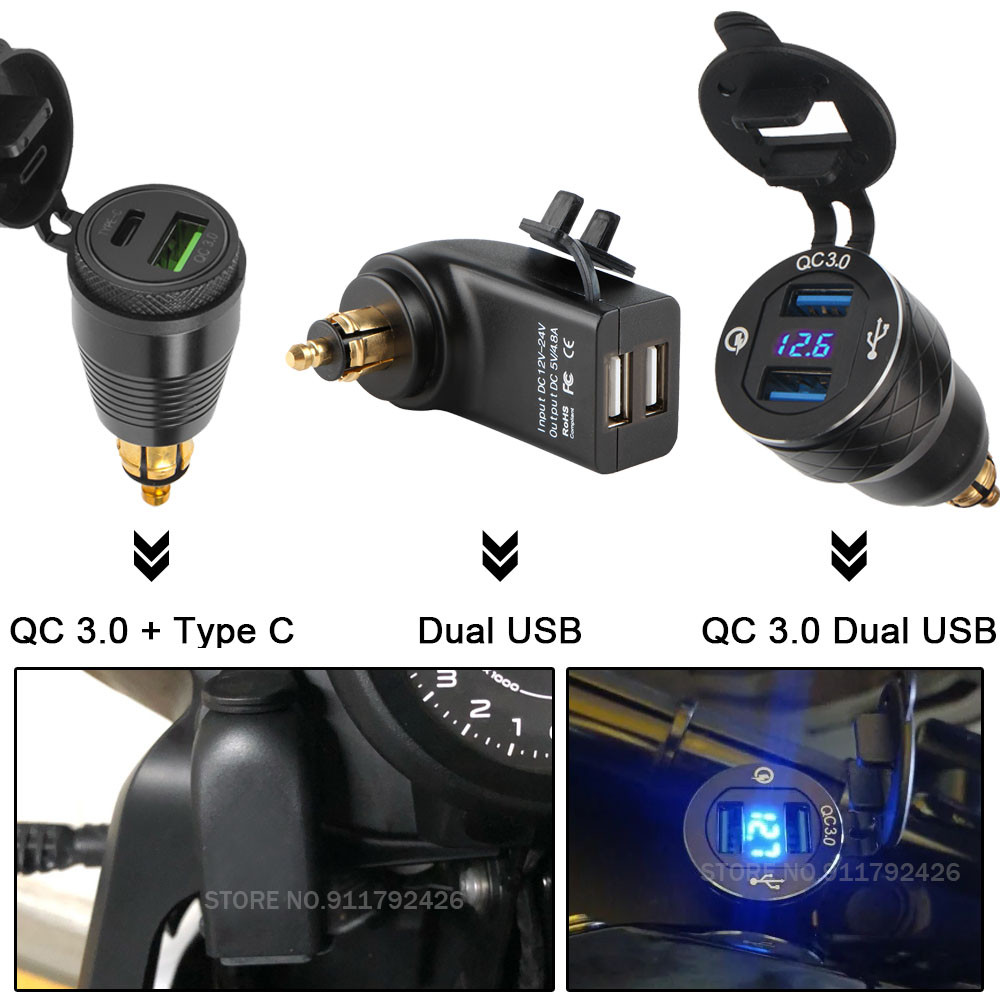QC3.0 Dual USB Charger 12V Power Adapter Hella DIN Socket For BMW ...