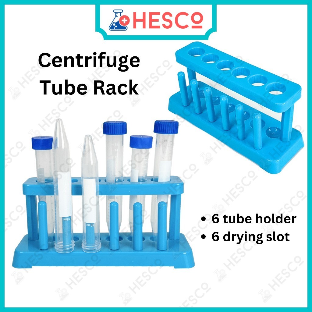 6-Hole Centrifuge Tube Rack Rak Tiub Empar — Light Blue Plastic Test ...