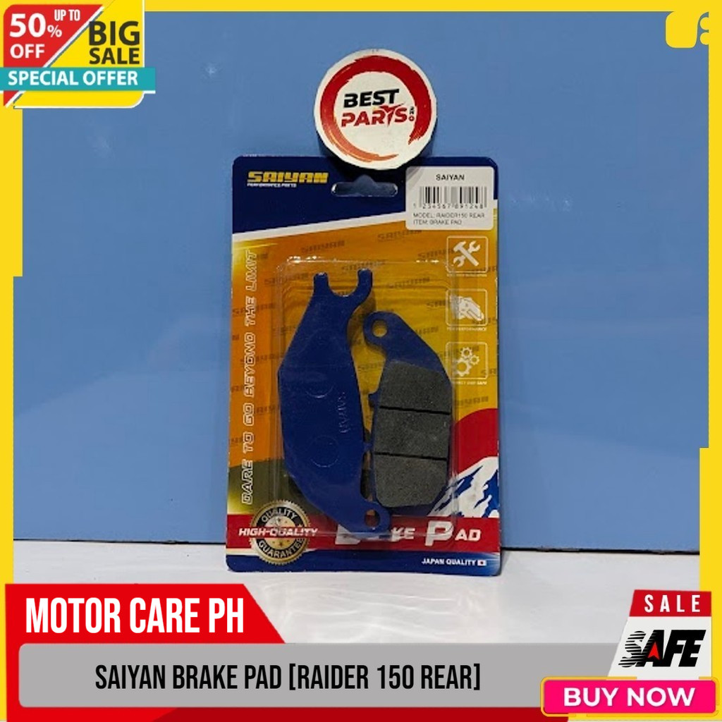 SAIYAN BRAKE PAD for RAIDER 150 REAR Motorcycle | JAPAN QUALITY ...