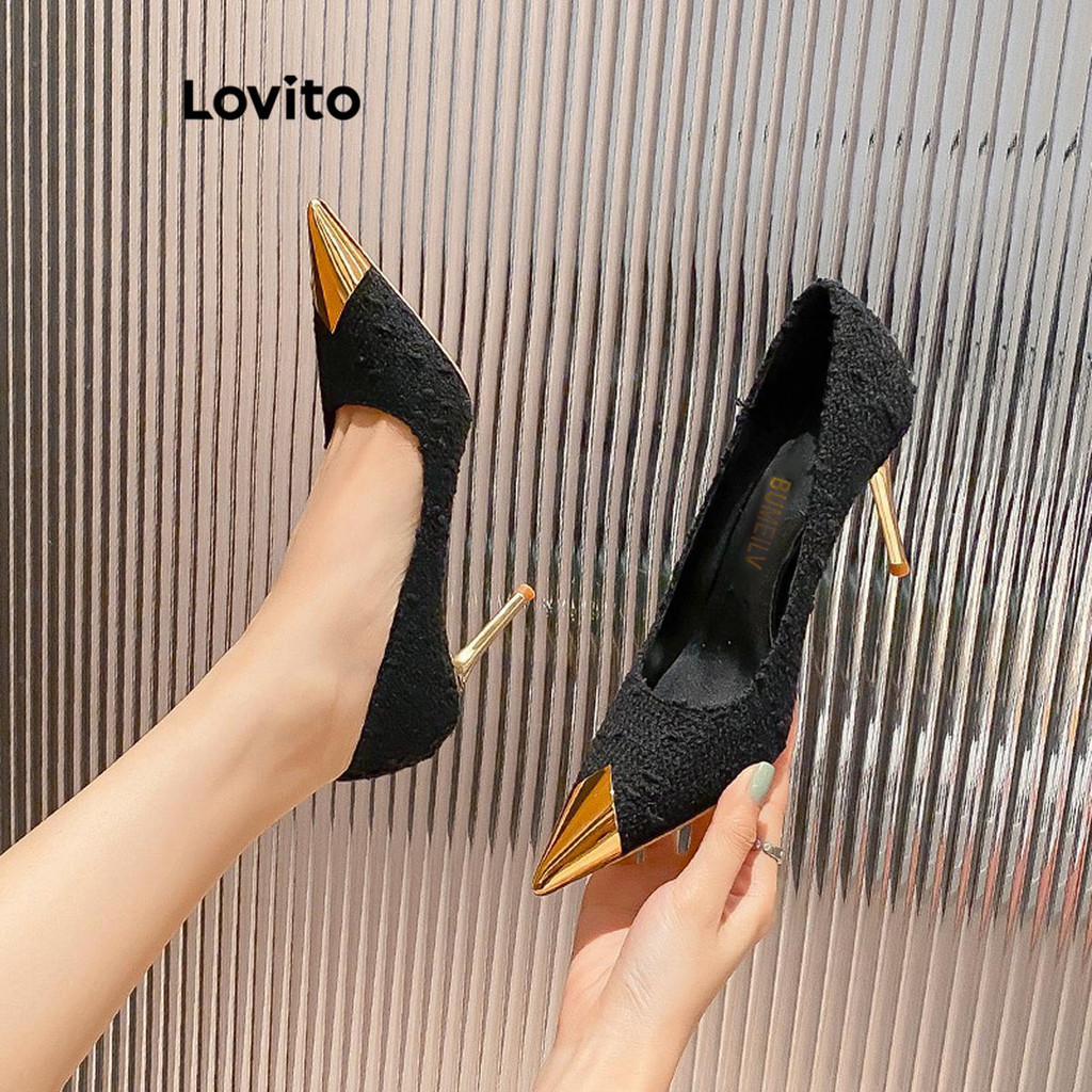 Lovito Women Elegant Plain Metal Xiao Xiangfeng Temperament Pointed ...