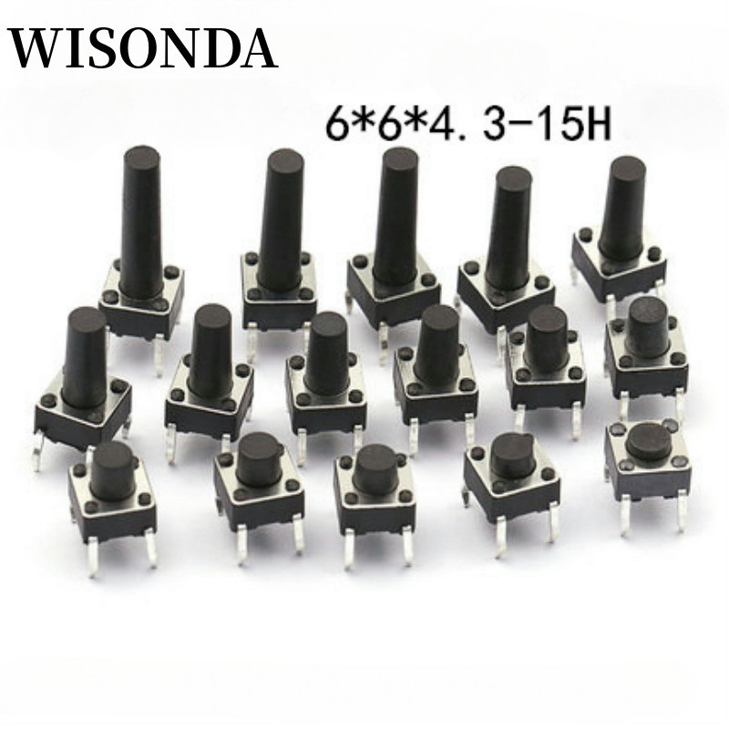 6x6 Push Button Switch DIP 6X6X4.3 Light Touch Switch 6*6*4.3/5/6/7/8/9 ...