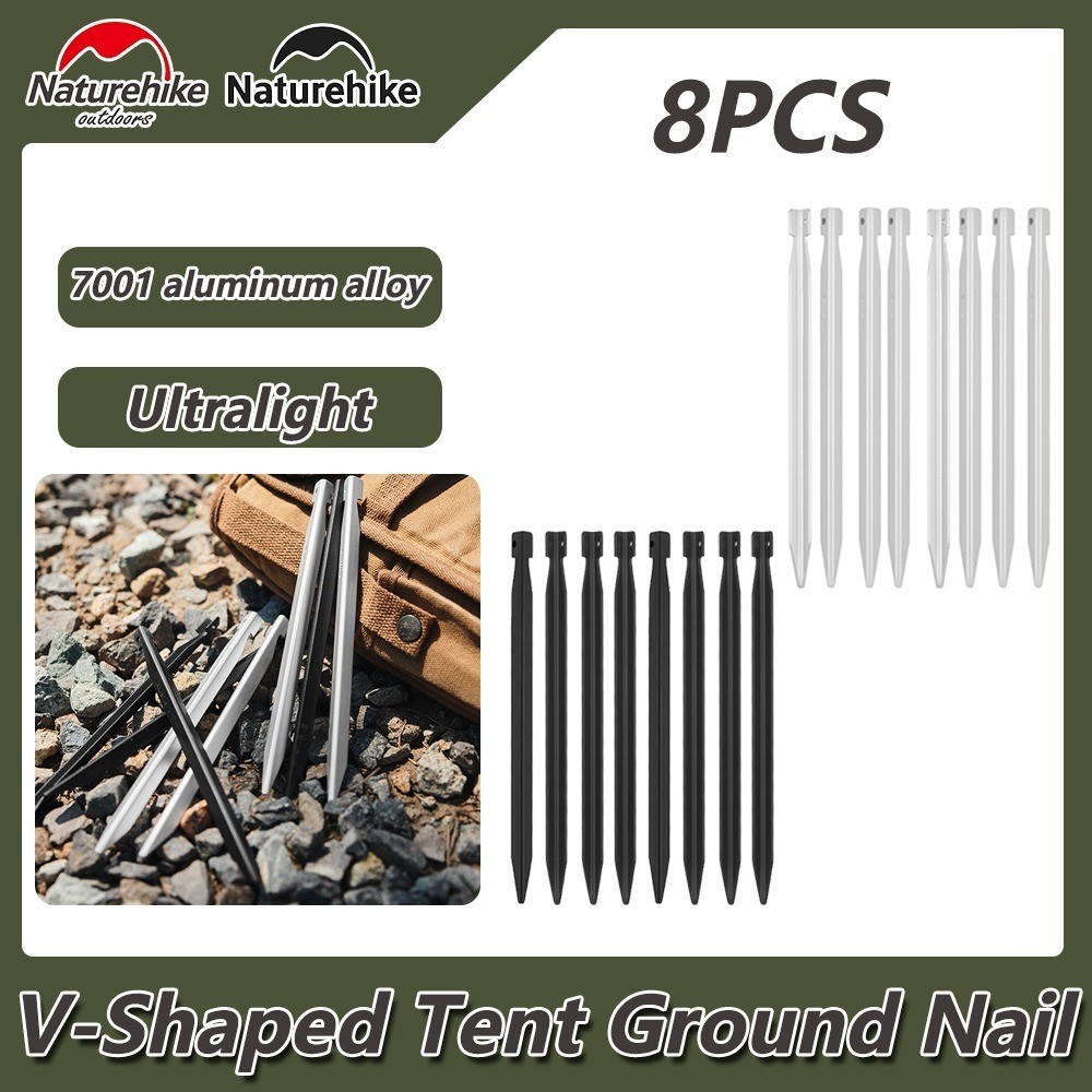 Naturehike V-Shaped Tent Ground Nail 8/Piece Aluminum Alloy 20cm ...