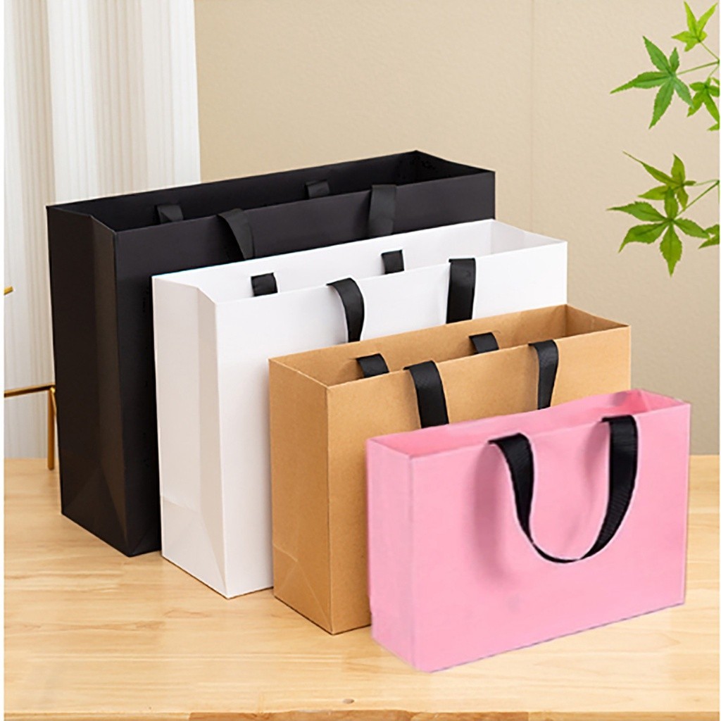 BK Kraft Paper Bag Flat Rope Paper Bag Plain Handle Hand Bag Clothing ...