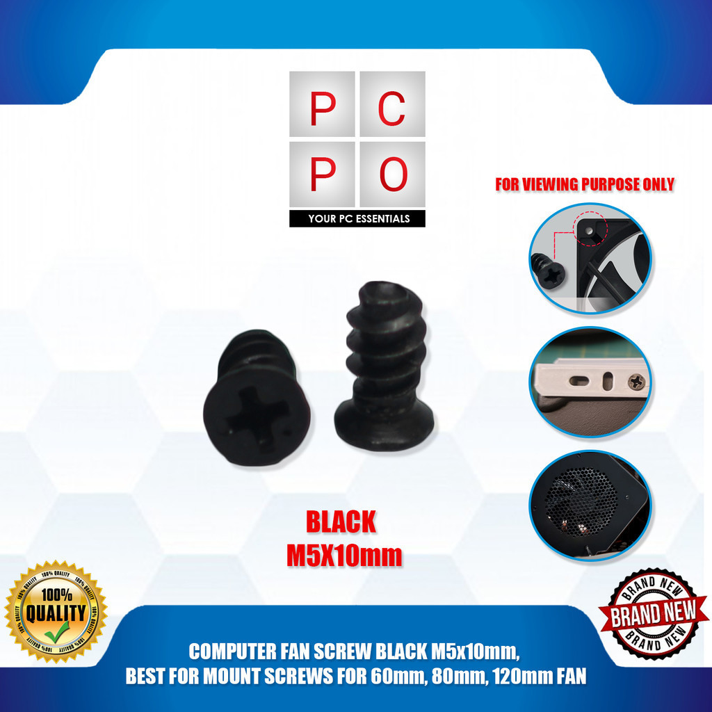 GG+COMPUTER FAN SCREW BLACK M5x10mm, BEST FOR MOUNT SCREWS FOR 60mm ...