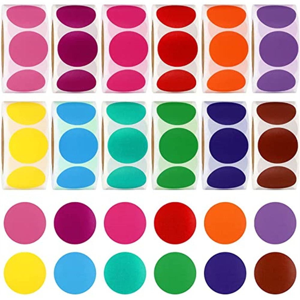 500 pcs 1 inch round colour stickers neon colour coded dot labels ...