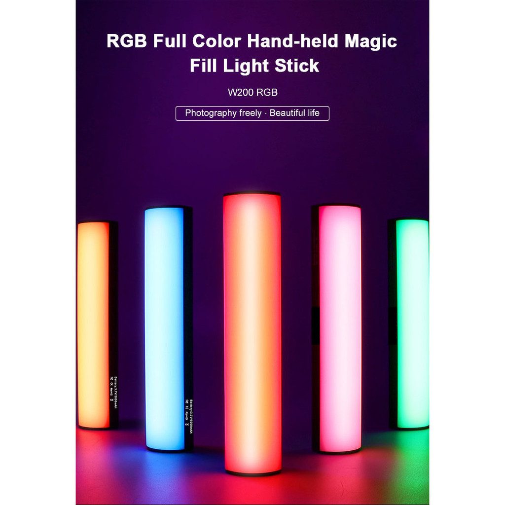 W200RGB LED Video Light Rechargeable RGB Handheld Light 2500K-9000K Dimmable with Mini Desktop ...