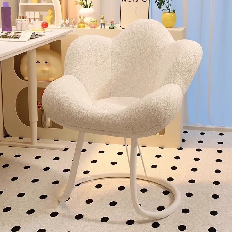 Makeup Chair Dresser Stool Lamb Fleece Petal Chair Home Backrest Girls ...