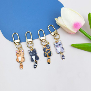 Lovely Cartoon Kitten Key Chain Cute Metal Tail Cat Key Ring For Women ...