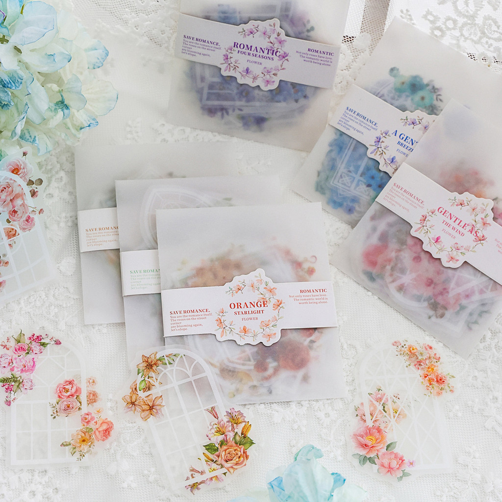 ENWEI 20 Pcs [Window Sill Series] Flowers Journal Stickers Sulfuric ...