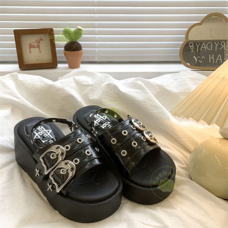 Bashammy2k Asian Culture Punk Platform Slippers for Women2024Summer New ...