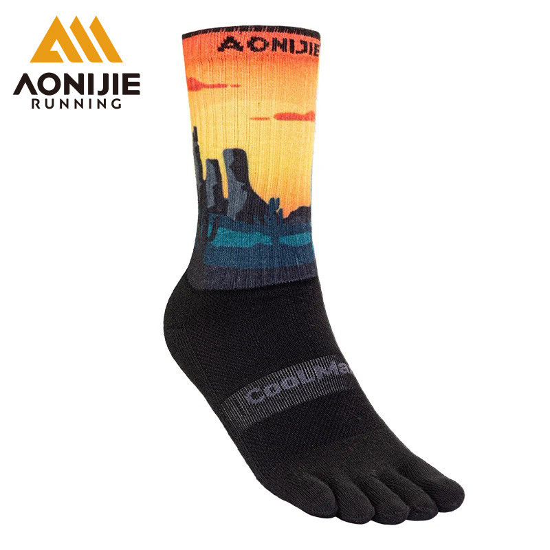 One Pair AONIJIE E4843 Calf Running Socks Colorful Women Men Five Toe ...