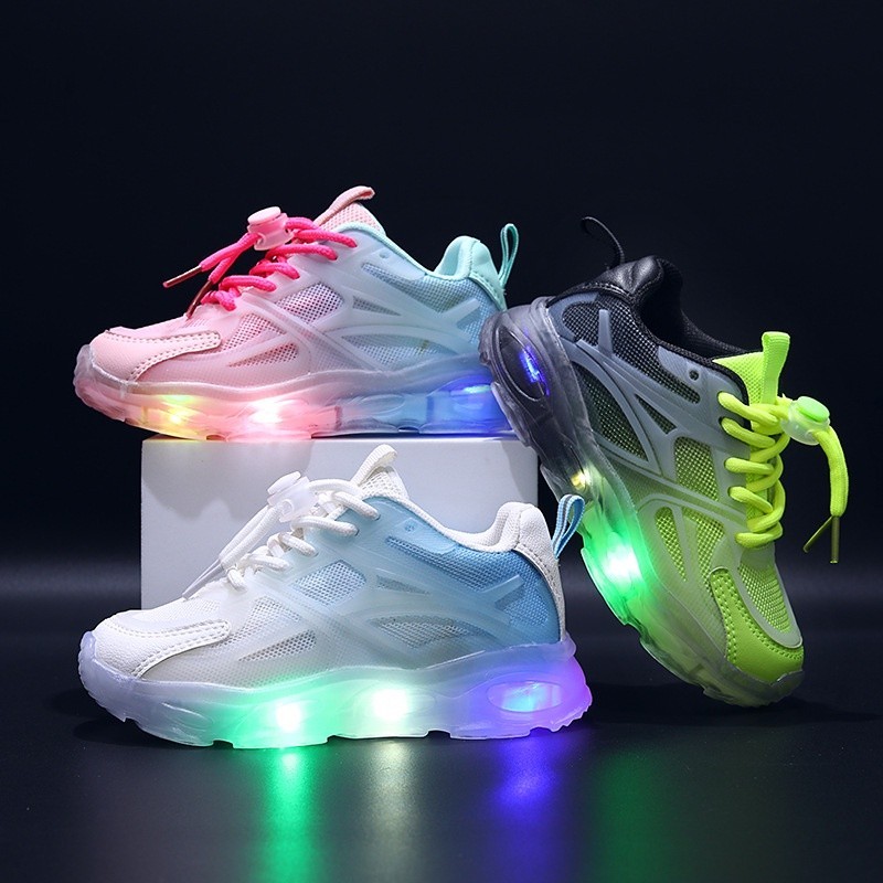 BlessU Children Shinny Shoes for Kids Baby Light Up Running Sneakers ...