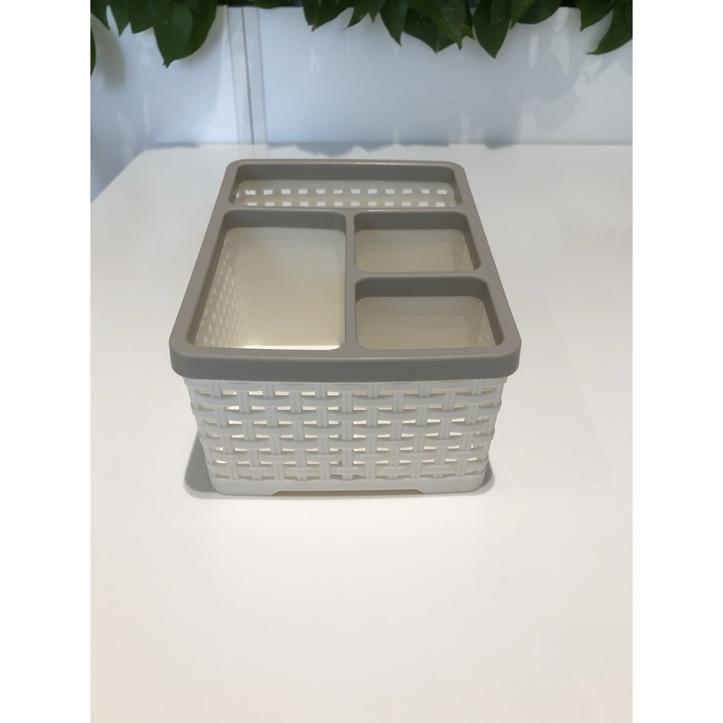 MINISO Bicolor 4-Grid Organizer (L)(Off-White) | Shopee Philippines