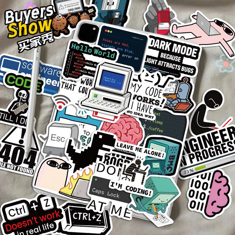 100 Pieces Programmer MEME Stickers Cartoon Code Programming Decorative ...