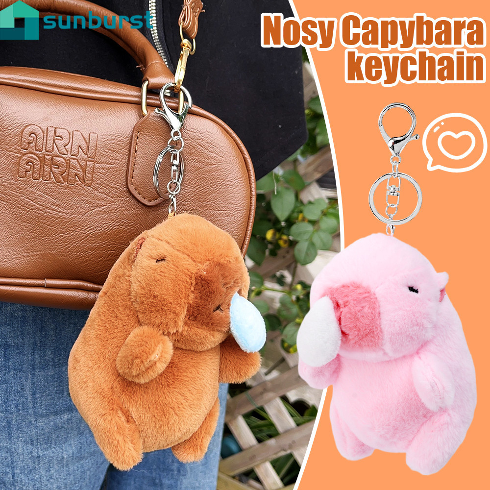 Runny Nose Capybara Plush Keychain - Bag Key Padlock Pendant Decor - Gifts for Couple, Friends ...