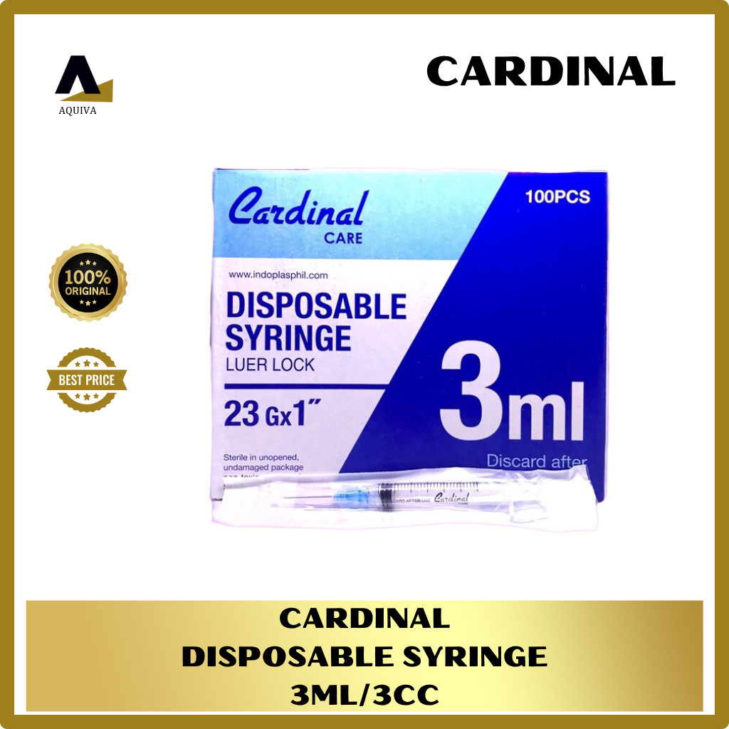 Cardinal Disposable Syringe LUER LOCK 3cc 23Gx1" SOLD PER BOX | Shopee Philippines