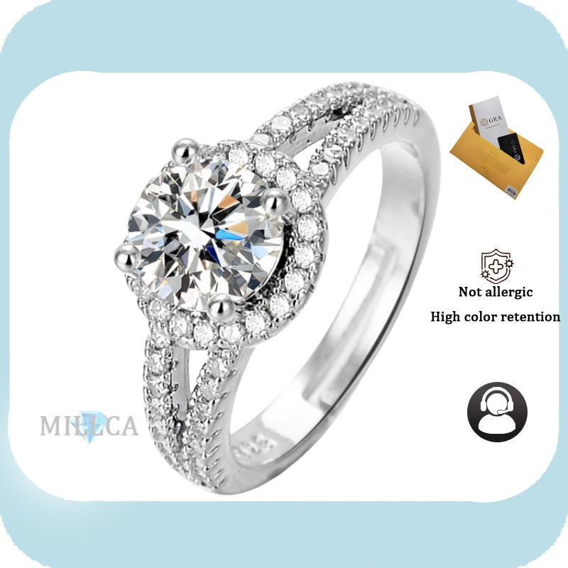 Includes GRA Certificate |Ladies' Ring Platinum Moissanite Princess ...