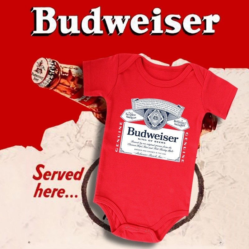 Haginbaby Food Theme Budweiser Beer Baby Onesie Monthly Milestones ...