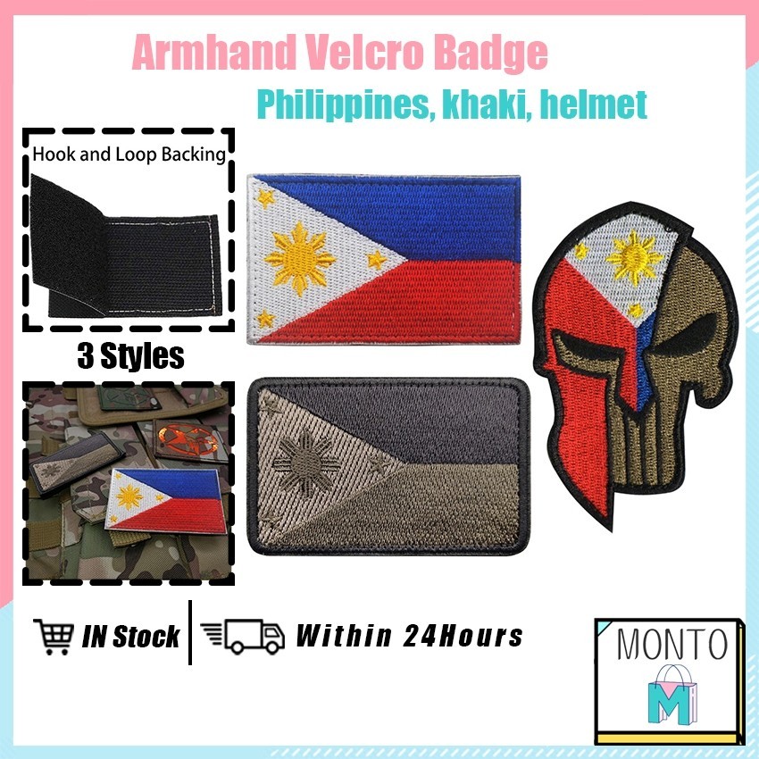 Philippines Flag Patch Skull Embroidery Patch Tactical Appliques Emblem ...