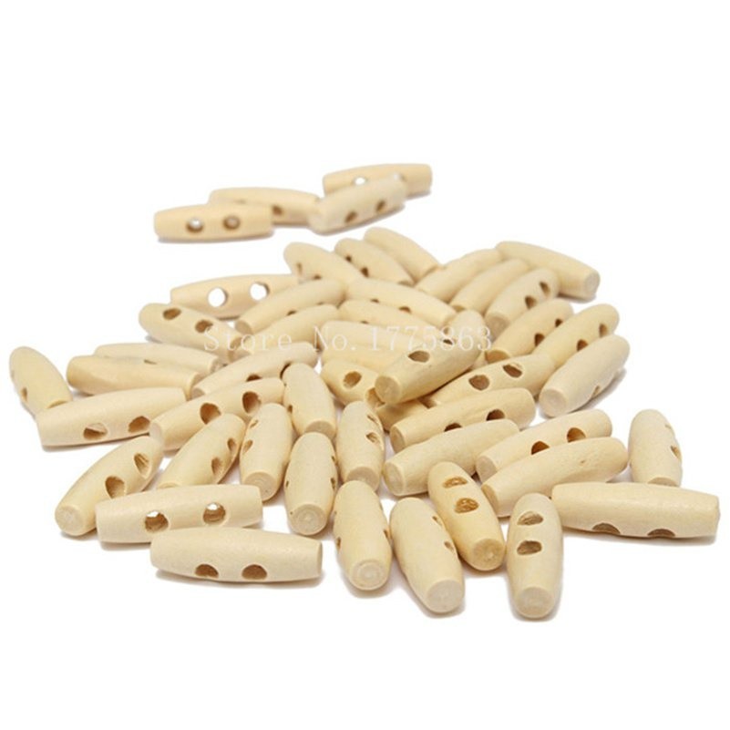 RQ+25/50Pcs Wooden Toggle 2 holes Duffle Coat Toggle Buttons , for ...
