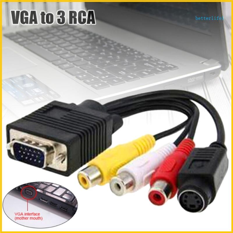 BTM VGA to 3 RCA + S Cable VGA Tv-Out to AV Cable VGA Component for Computer TV | Shopee Philippines