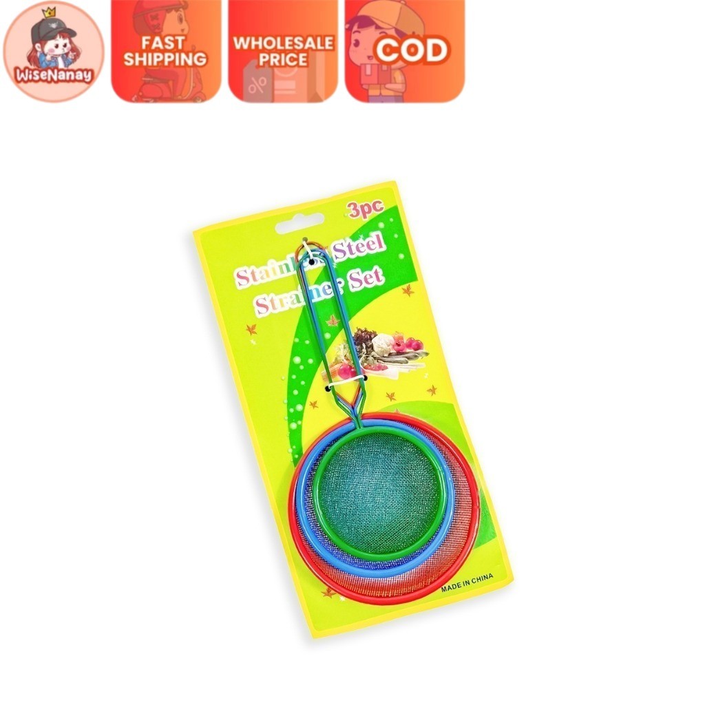 WiseNanay #7679 3-in-1 Multipurpose Colored Stainless Steel Strainer ...