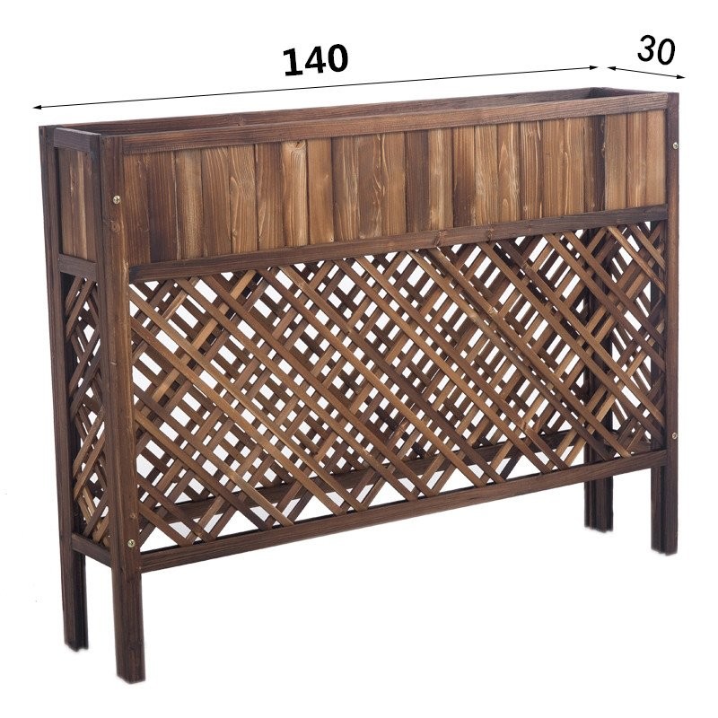 Anti-Corrosion Wood Partition Flower Stand Outdoor Balcony Grid Fence I ...