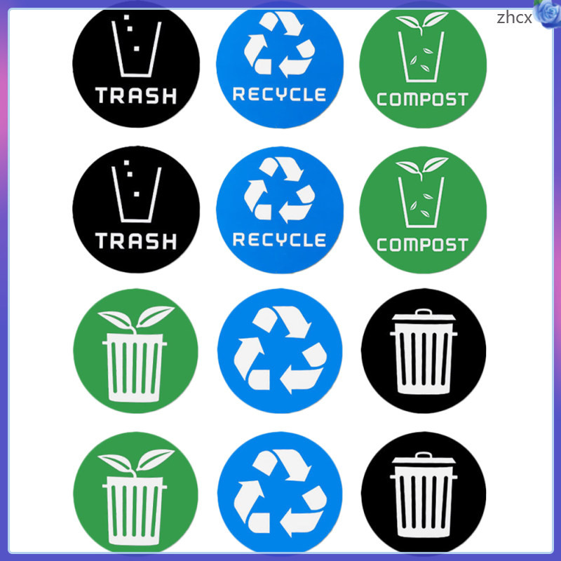 12 Pcs Garbage Sorting Stickers Trash Recycle Magnetic Pantry Labels ...