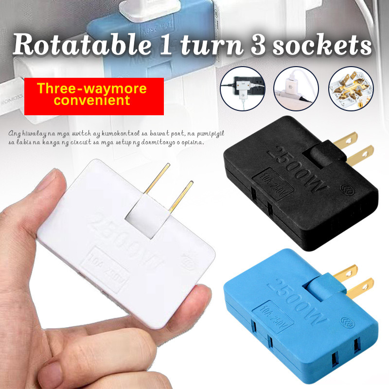 180 Degree Rotatable Socket Converter 3 In 1 Extension Plug Multi-Plug ...