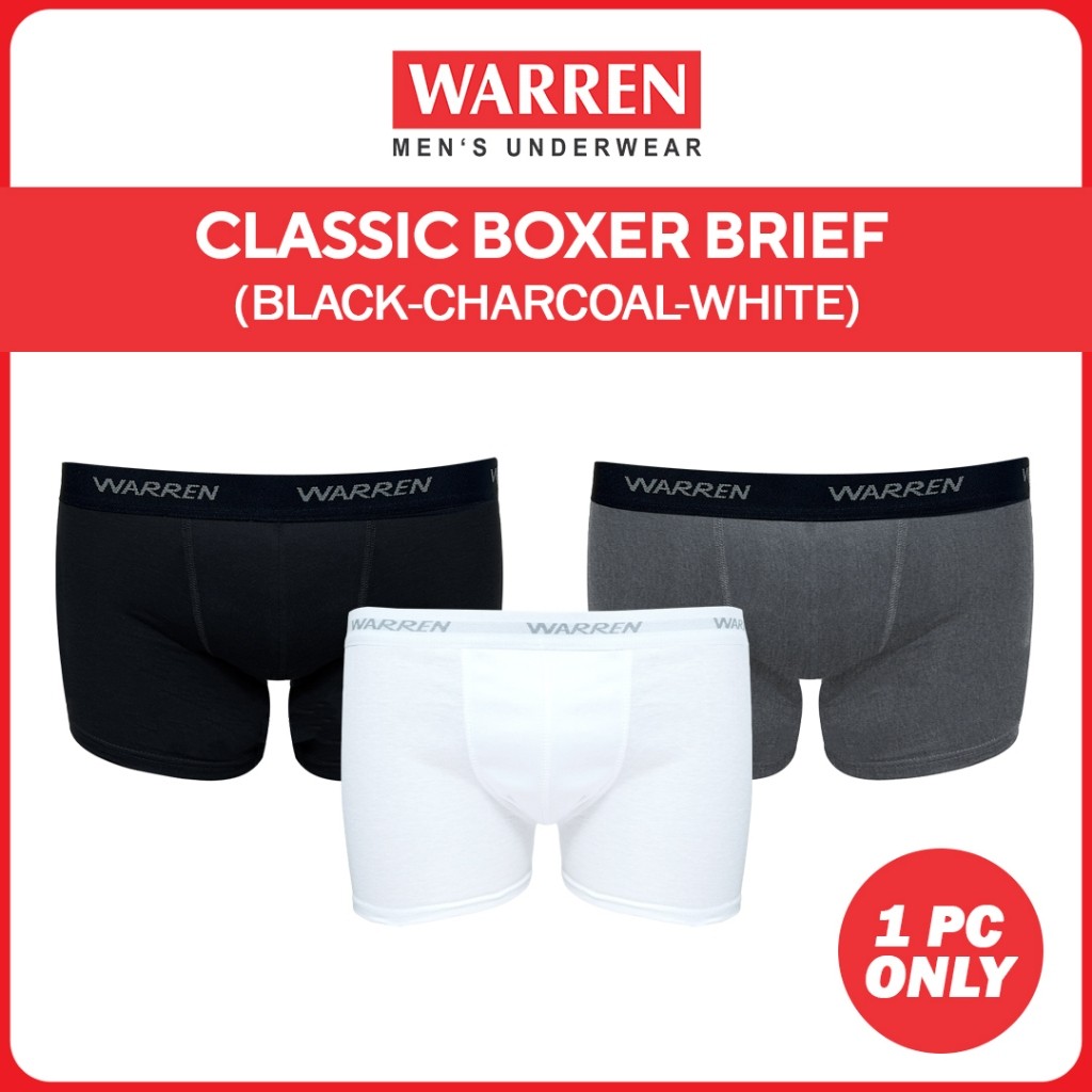 Warren Underwear 1pc Boxer Brief (Black/Charcoal/White) 1-8412 | Shopee ...