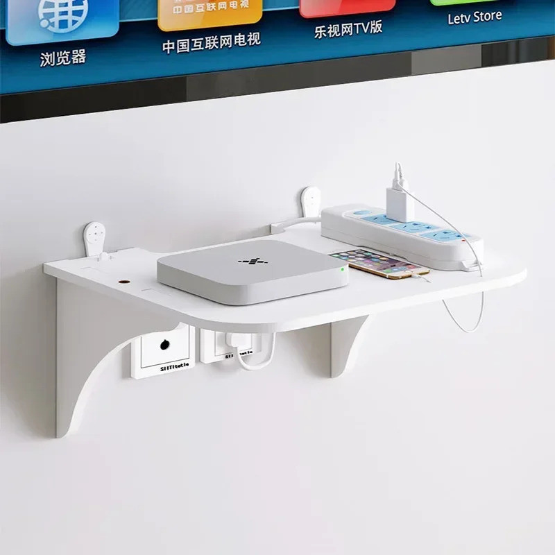 No Drill Wall Mount Router Shelf With Cable Management Floating Storage ...