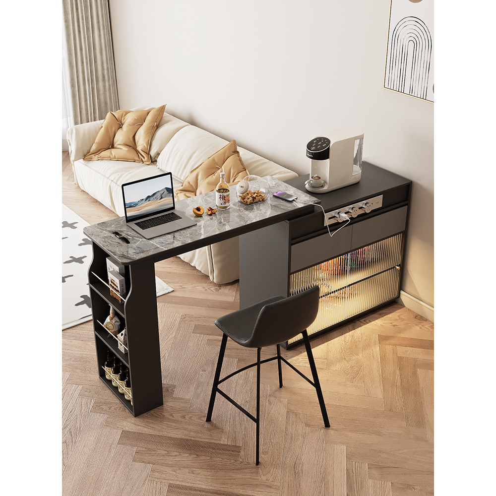 Light Luxury Rock Slab Bar Table Living Room Partition Cabinet ...