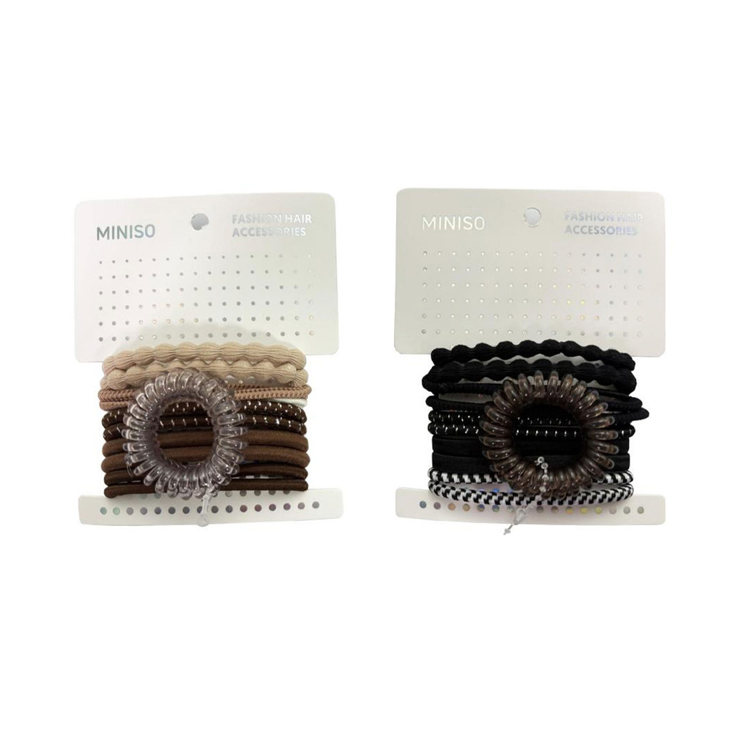 MINISO Spiral Hair Tie & Hair Ties (Black & Brown, 13 pcs) | Shopee ...