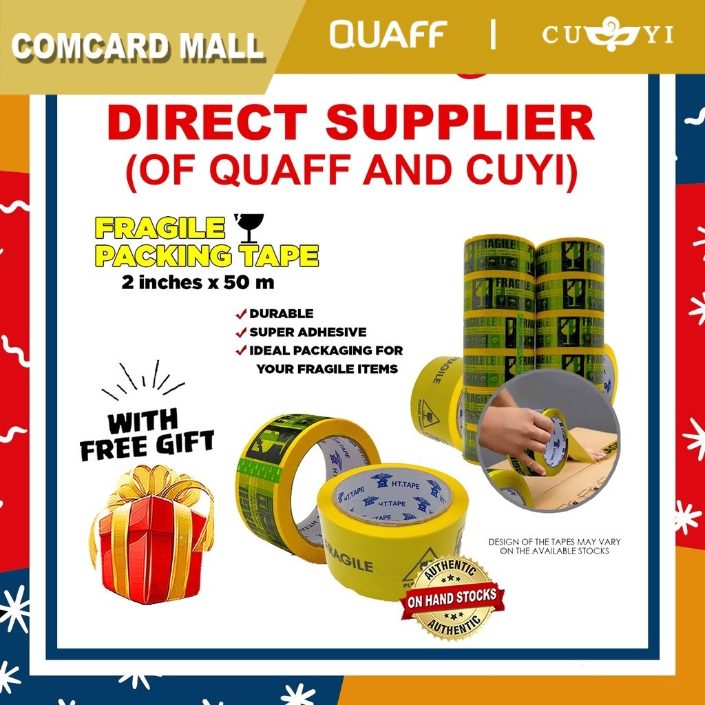 Fragile Packaging Tape 2inch x 50meters [Available Colors: Yellow and ...