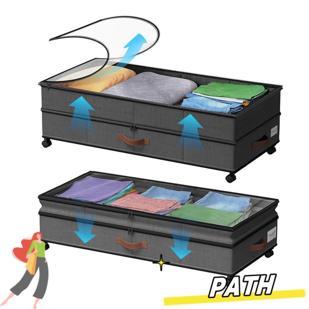 PATH Double Layer Under Bed Storage Box, Dividers with Wheels Organizer ...