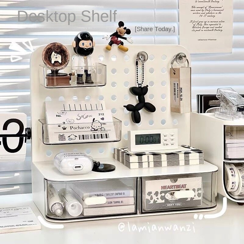 Desktop perforated storage box drawer style shelf office stationery ...
