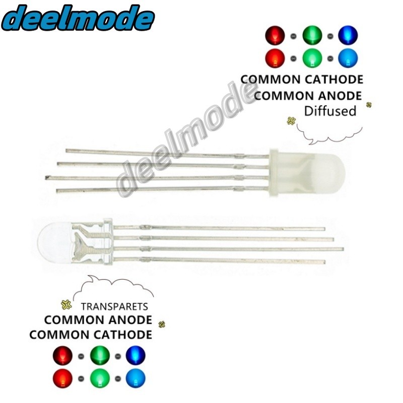 10pcs 5mm RGB LED Common Cathode / Common Anode Tri-Color Emitting ...