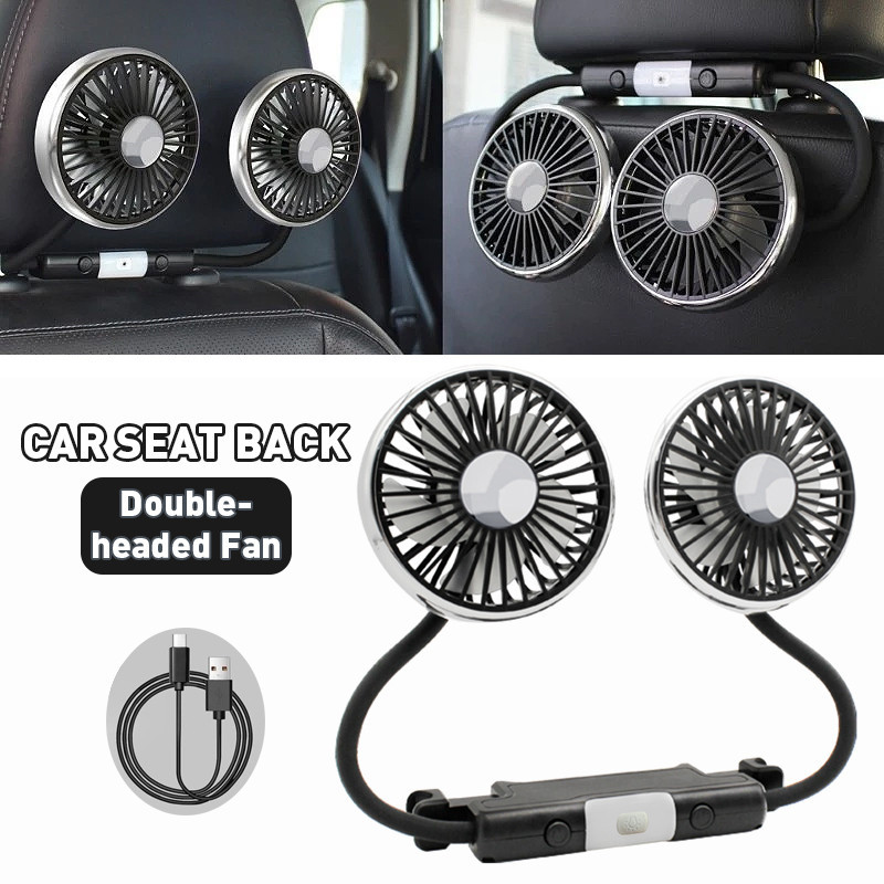 2025 New Double Head Car Fan USB Charge Big Wind 3 Speed Control ...